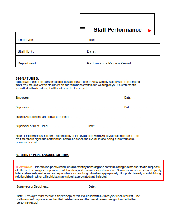 FREE 7 Sample Employee Performance Review Templates In MS Word PDF