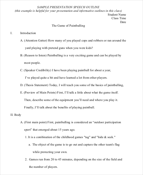 FREE 8 Sample Speech Outline Templates In PDF MS Word