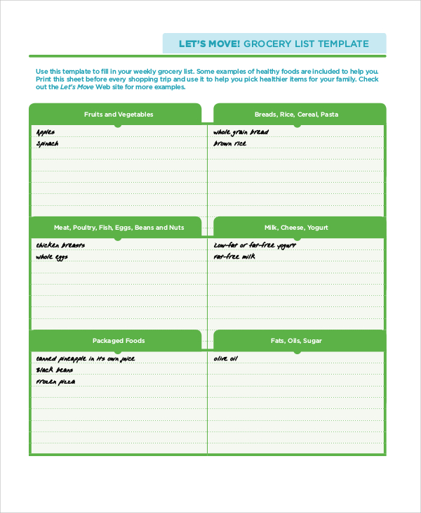 FREE 6 Sample Grocery Lists In PDF MS Word