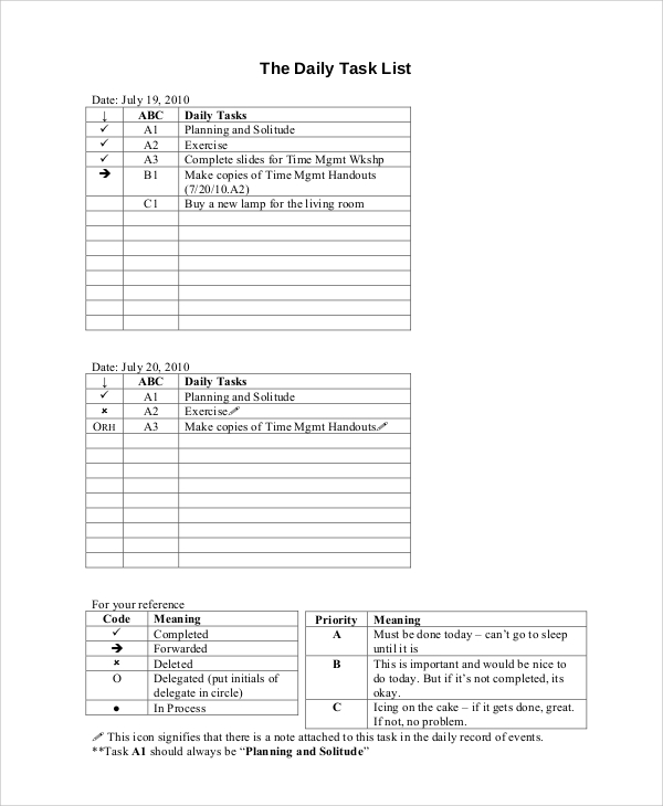 FREE 8 Sample Task Lists In PDF MS Word