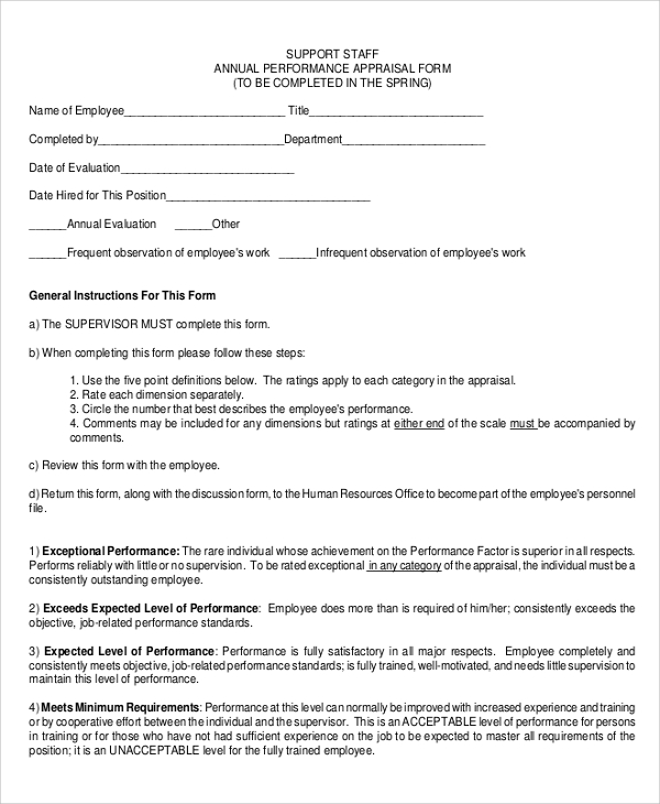 Sample Performance Appraisal Form Download Printable Pdf Templateroller Rezfoods Resep 