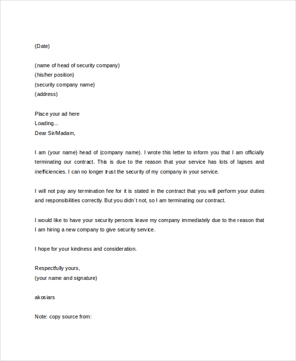 FREE 15 Sample Service Termination Letter Templates In PDF MS Word 