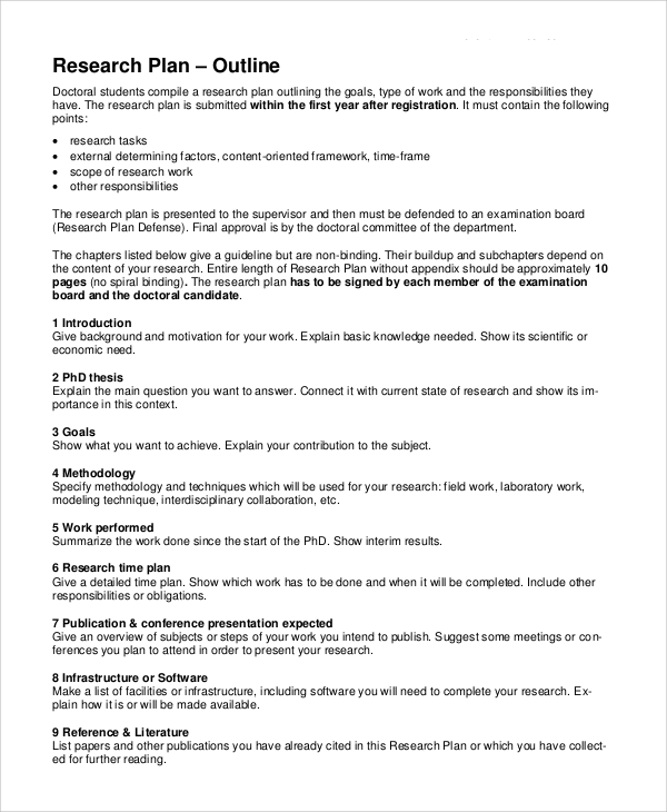 FREE 6 Sample Research Plan Templates In PDF