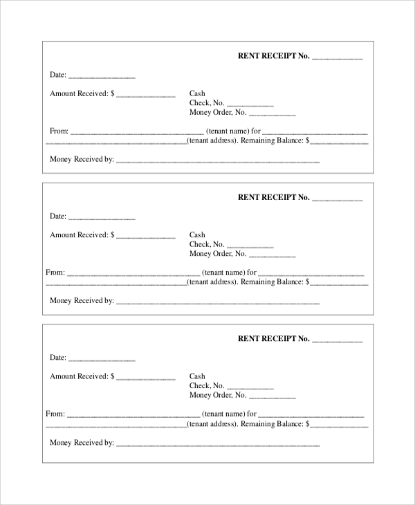 FREE 7 Sample Rent Receipts In PDF