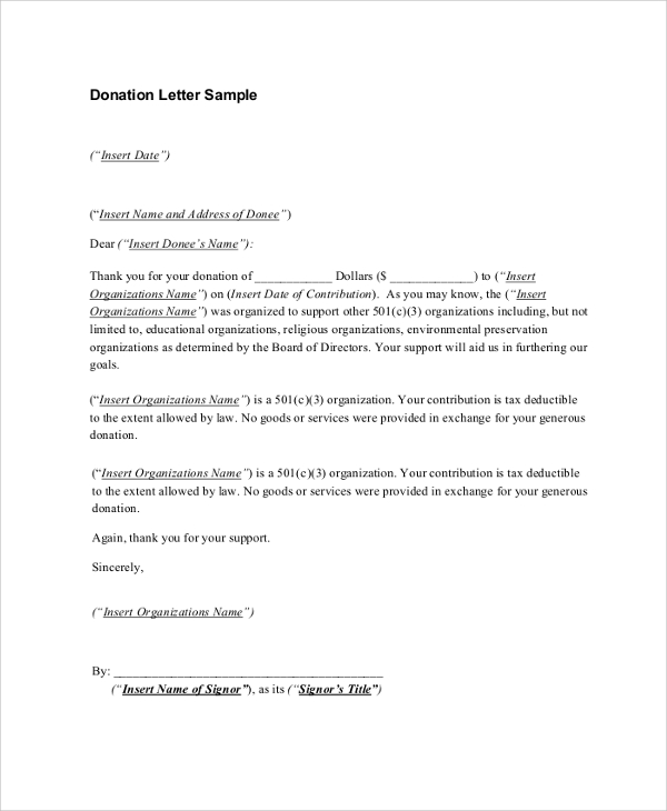 FREE 7 Sample Donation Receipt Letter Templates In PDF MS Word
