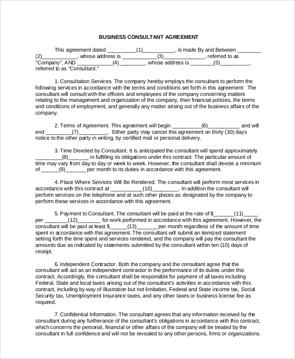  View 36 10 Business Consultant Contract Agreement Template 