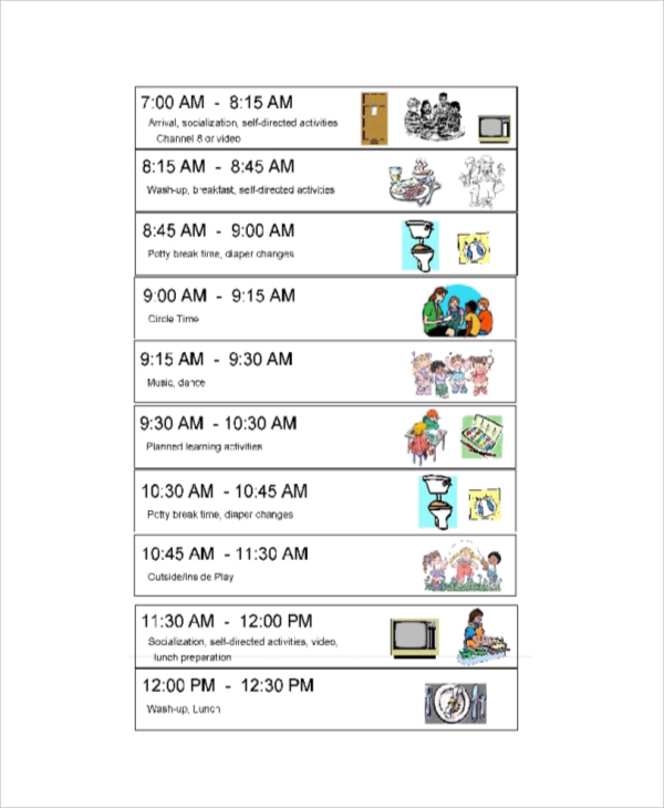 School Kids Daily Schedule According Clock Stock Vector 6875948606 