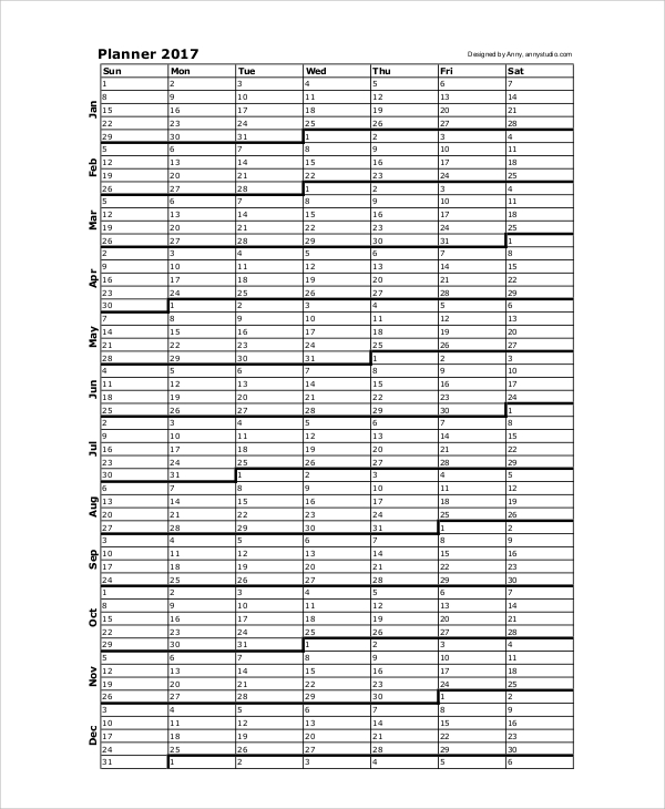 FREE 12 Sample Yearly Calendar Templates In PDF MS Word Google