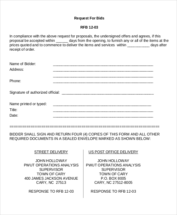 Bid Sample Master Of Template Document