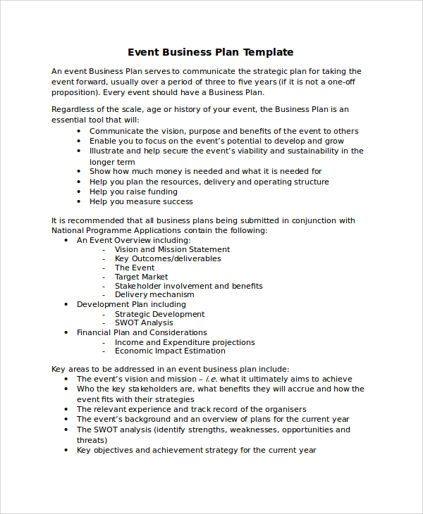 Event Planning Business Plan Sample Pdf Best Design Idea