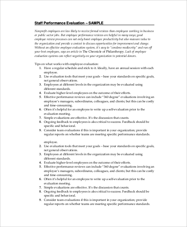 FREE 6 Self Performance Evaluation Samples In PDF