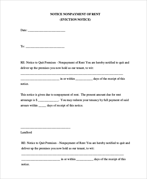 FREE 9 Sample Eviction Notice Templates In MS Word PDF