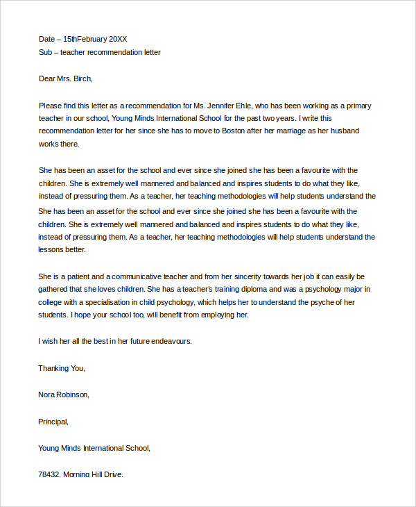 FREE 8 Sample Letter Of Recommendation Templates In PDF MS Word