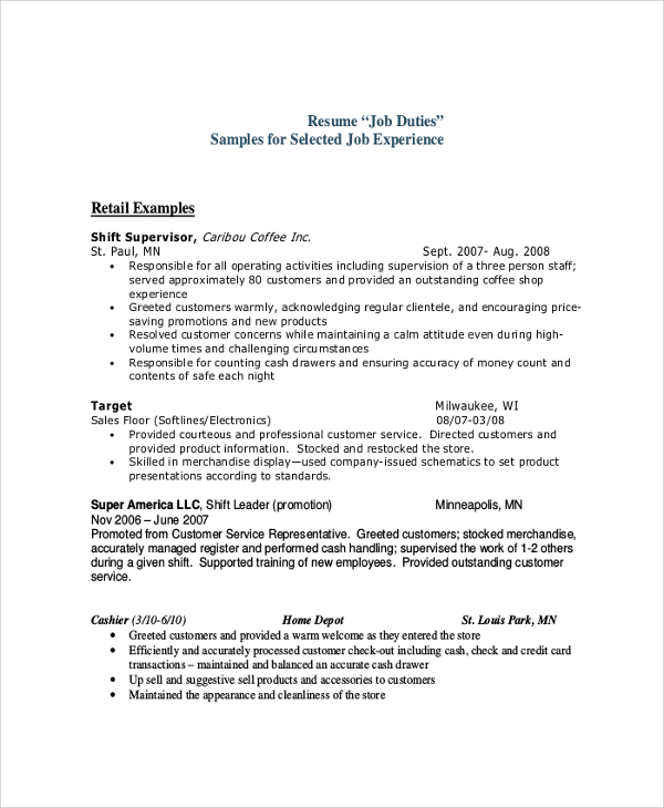 FREE 11 Sample Cashier Job Descriptions In PDF MS Word
