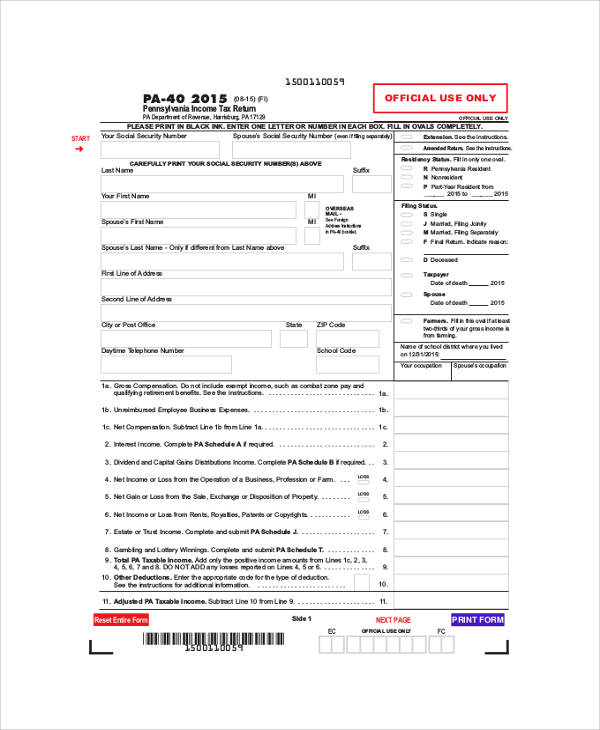 Free 22 Sample Tax Forms In Pdf Excel Ms Word Gambaran