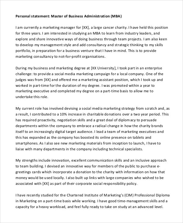 FREE 8 Personal Statement Samples In PDF MS Word