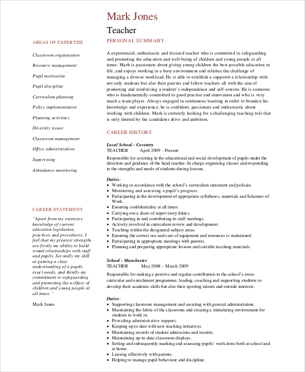 FREE 8 Sample Job Resume Templates In MS Word PDF