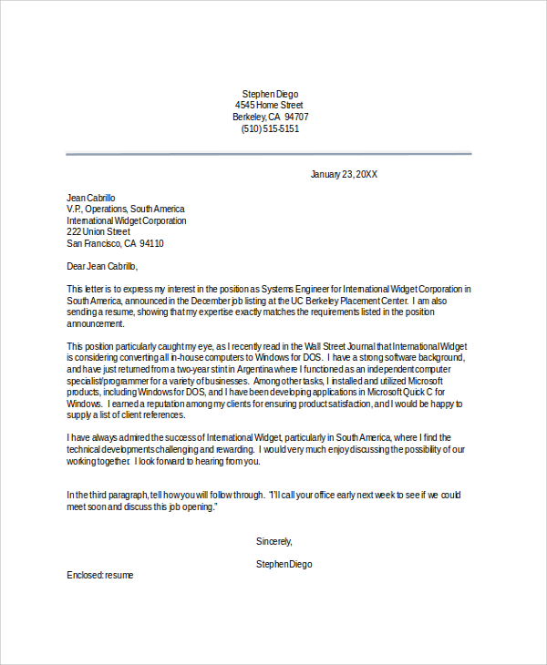FREE 7 Sample Resume Cover Letter Templates In PDF MS Word
