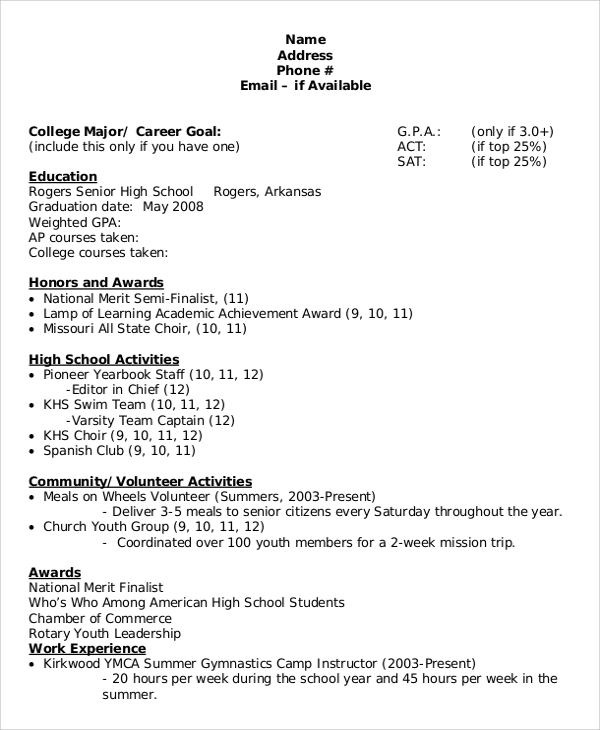 FREE 8 Sample College Resume Templates In PDF MS Word