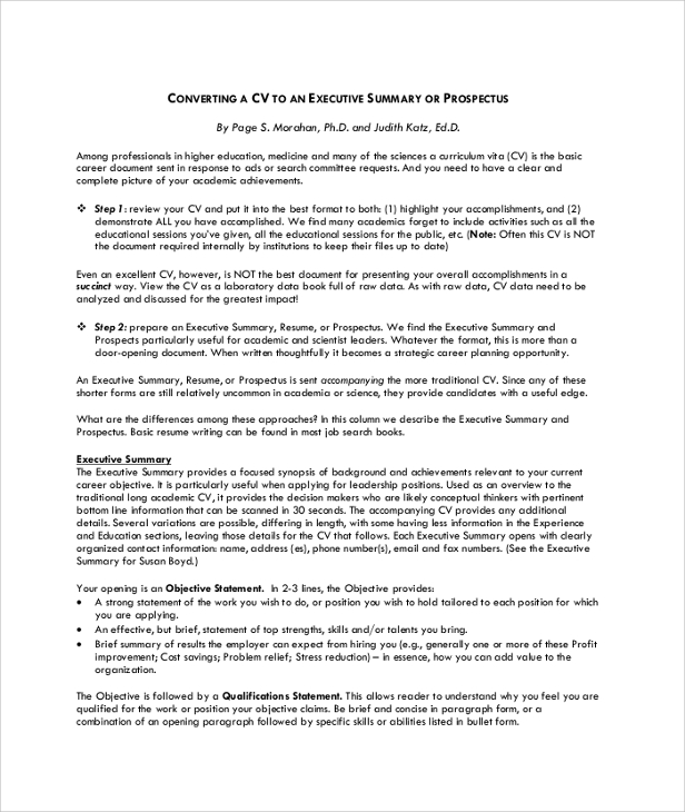 FREE 7 Resume Summary Samples In PDF MS Word