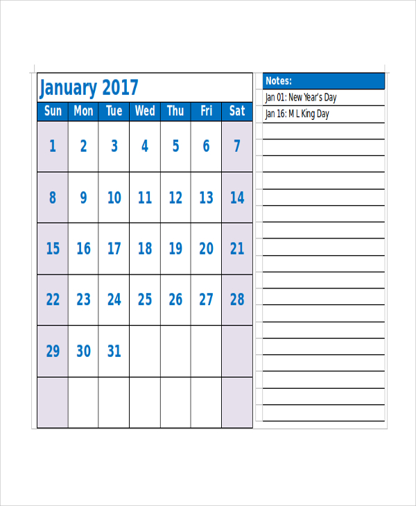 FREE 15 Sample Printable Monthly Calendar Templates In PDF MS Word