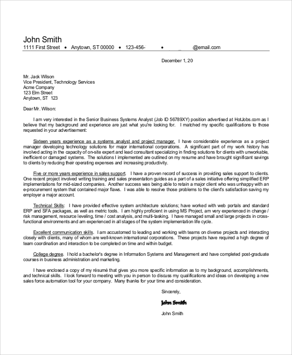 FREE 6 Best Cover Letter Examples In MS Word PDF