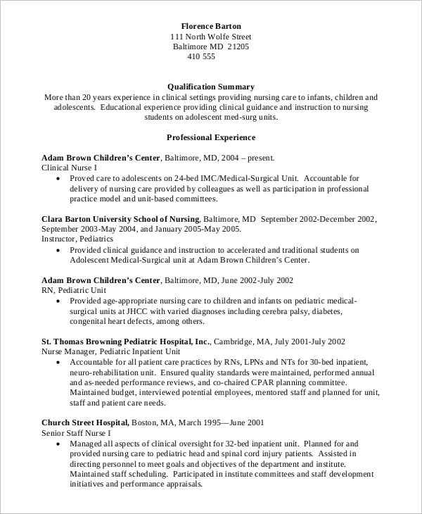 FREE 10 Sample Nursing Resume Templates In PDF MS Word