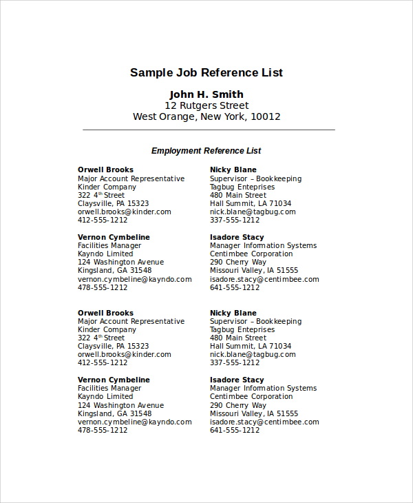 FREE 9 Sample Reference List Templates In PDF MS Word