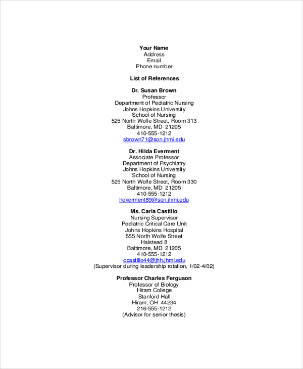 FREE 9 Sample Reference List Templates In PDF MS Word