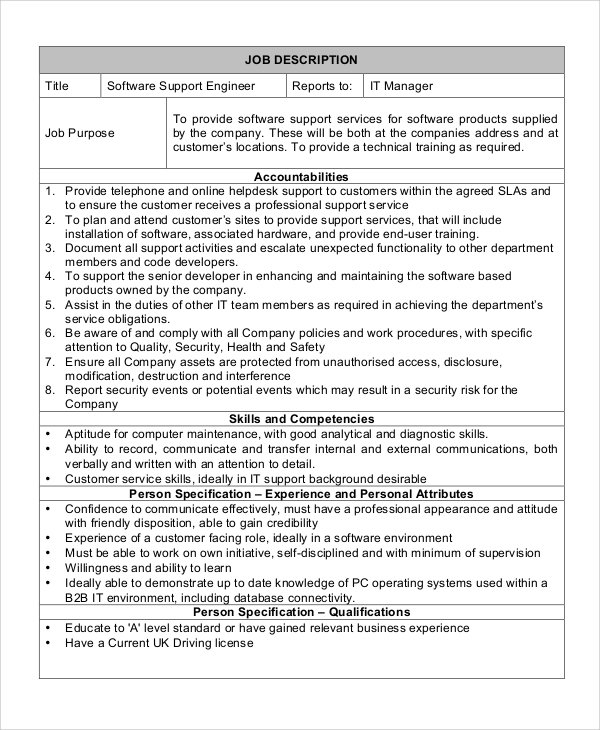 FREE 9 Sample Software Engineer Job Description Templates In PDF Word