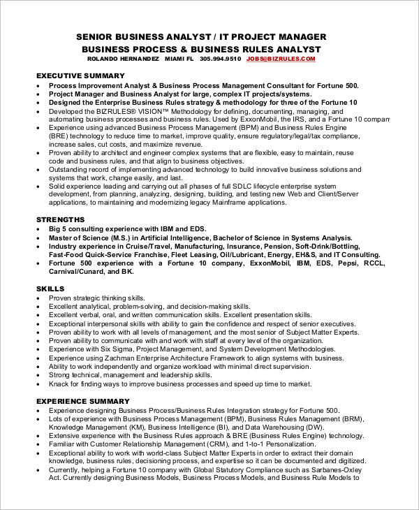 FREE 8 Sample Project Manager Resume Templates In PDF MS Word