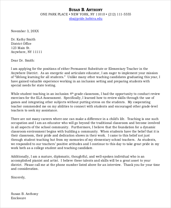 FREE 32 Sample Teacher Cover Letter Templates In PDF MS Word 