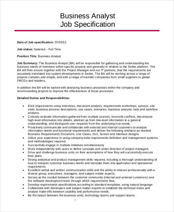 FREE 7 Sample Business Analyst Resume Templates In PDF MS Word