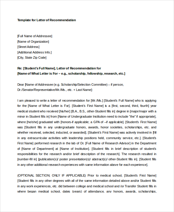 FREE 8 Sample Letter Of Recommendation For Student In PDF MS Word