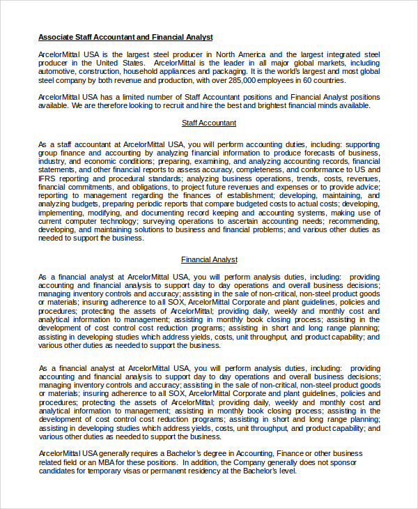 Financial Analyst Job Description DrBeckmann Financial Analyst Job Description DrBeckmann