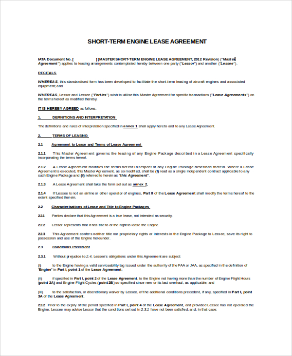 FREE 11 Sample Lease Agreement Templates In PDF MS Word