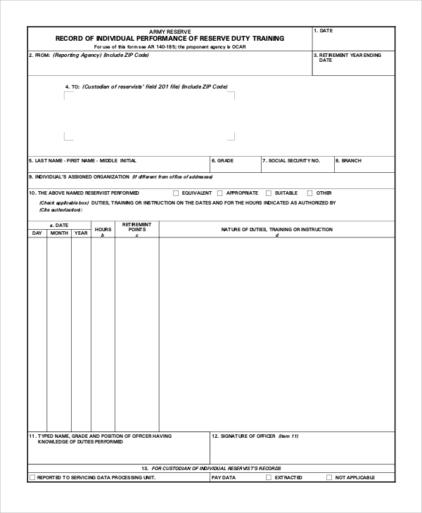 Sample DA Form - 7+ Examples in PDF, Word