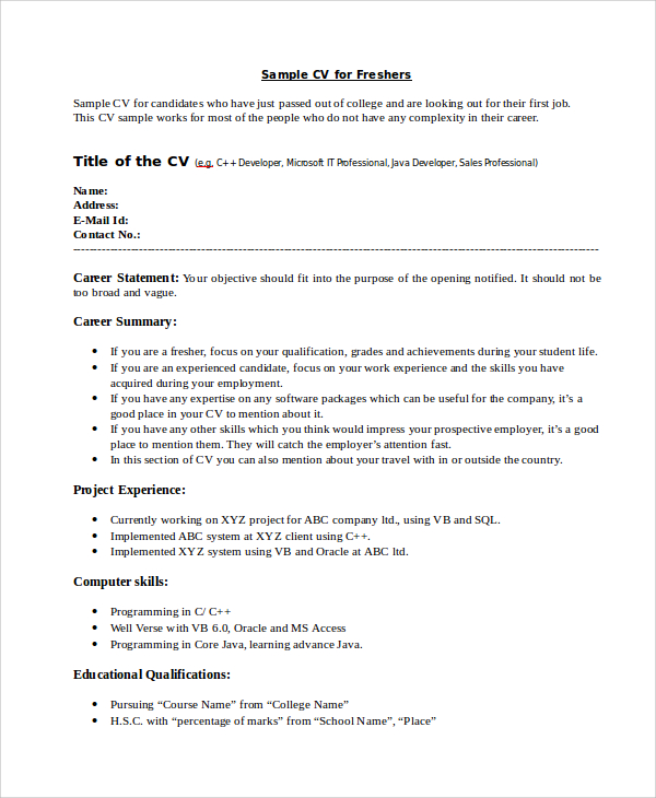 FREE 8 Basic Resume Samples In PDF MS Word