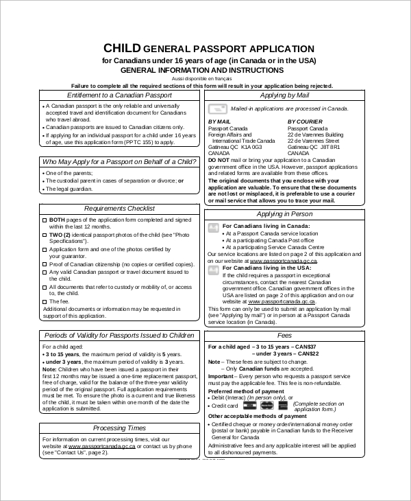 FREE 8 Sample Passport Application Forms In PDF