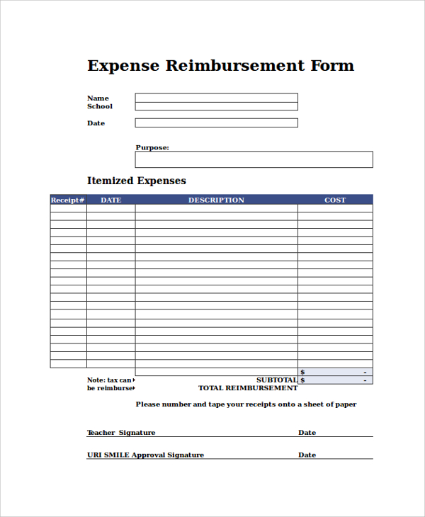 Sample Expense Reimbursement Form Classles Democracy