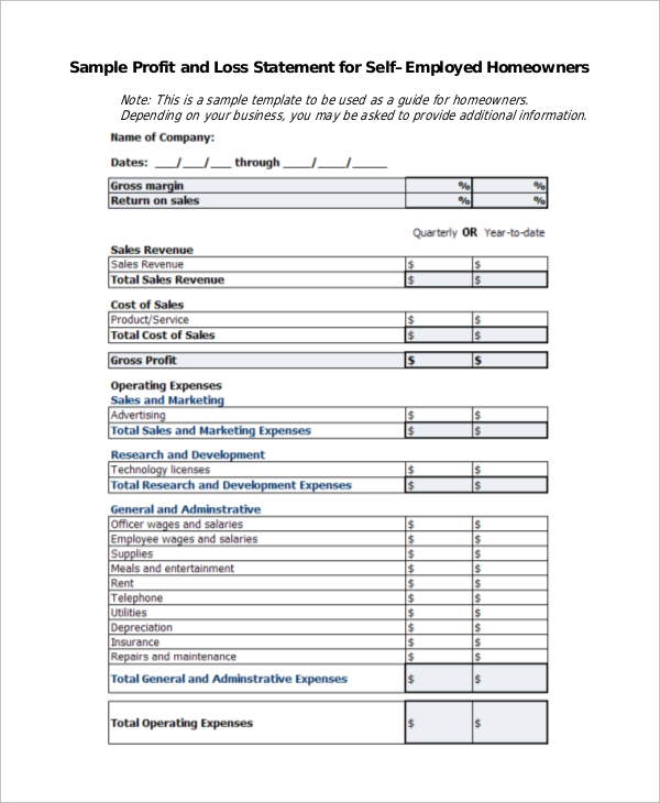 FREE 8 Sample Profit Loss Statement Templates In PDF Excel