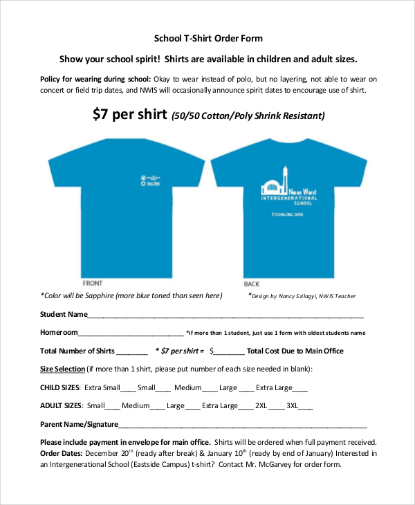 FREE 15 Sample T Shirt Order Forms In PDF MS Word