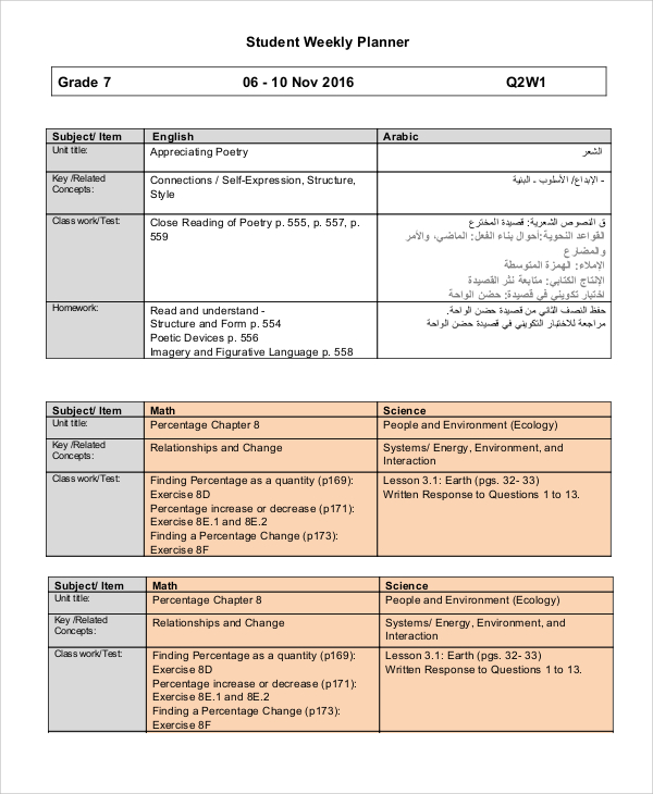 FREE 9 Printable Weekly Planner Samples In PDF MS Word