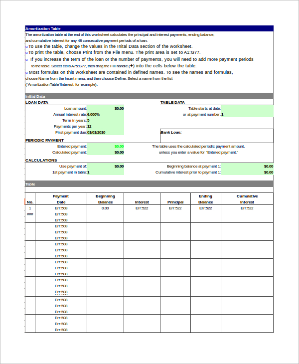 FREE 9 Sample Amortization Schedules In Excel