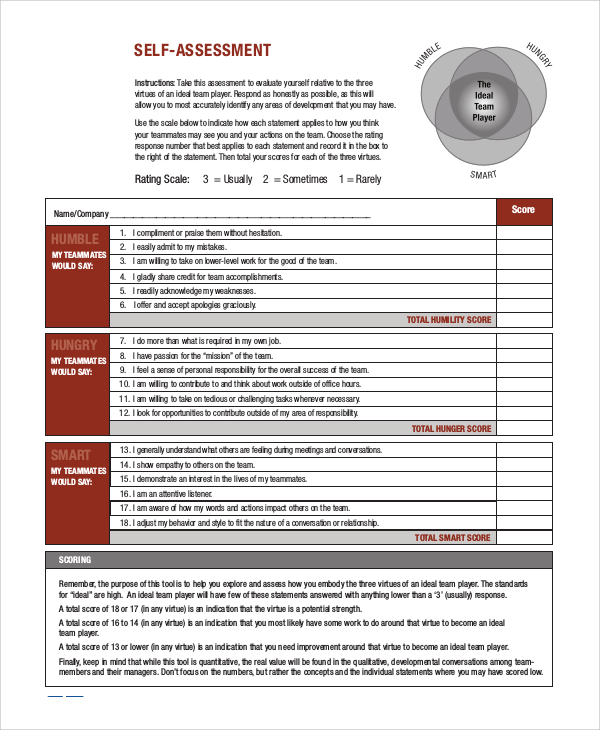 FREE 9 Self Assessment Samples In PDF MS Word Excel