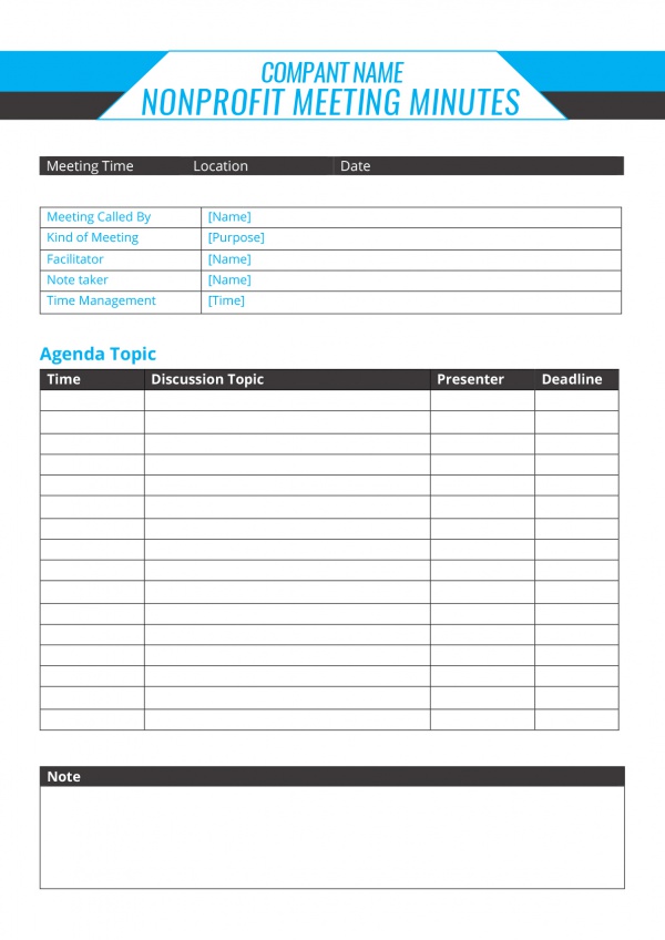 Non Profit Minutes Template PDF Template