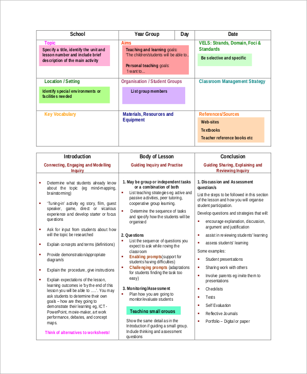 FREE 22 Sample Lesson Plan Format In MS Word PDF