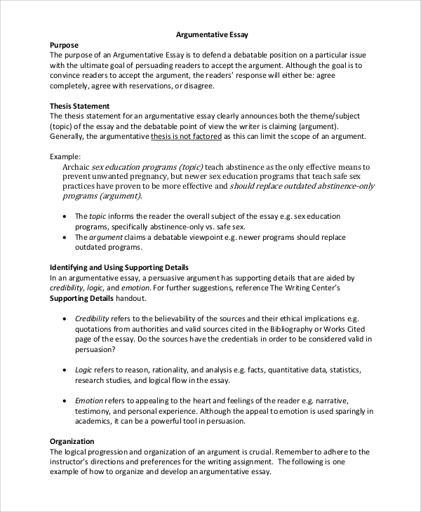Outline Argumentative Essay Example Ilustrasi