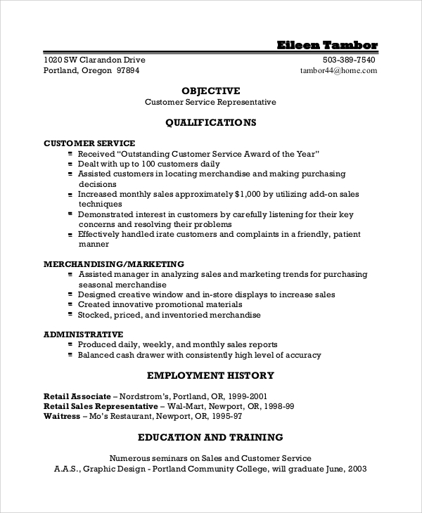 FREE 8 Sample Good Resume Objective Templates In PDF MS Word