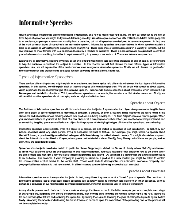 FREE 8 Informative Speech Samples In MS Word PDF